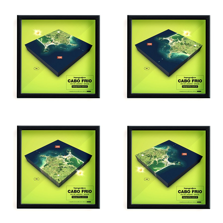 CABO FRIO (RJ) – Mapa 3D infográfico – 4 quadros/posições – TOPOGRAFICA