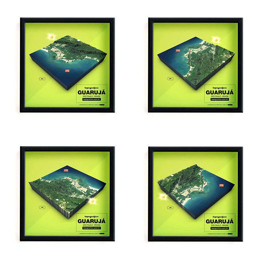 GUARUJÁ (SP) – Mapa 3D infográfico – 4 quadros/posições – TOPOGRAFICA