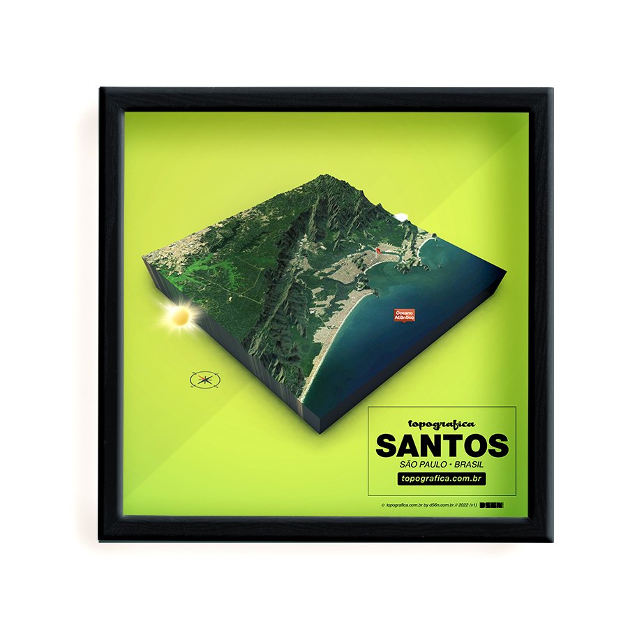 SANTOS (SP) – Mapa 3D infográfico – 1 quadro/posição – TOPOGRAFICA